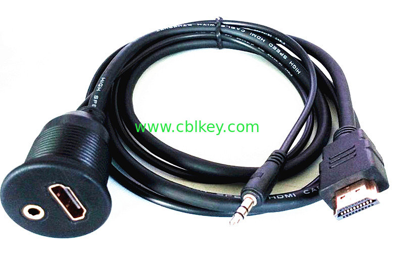Car Dashboard Flush Mount HDMI and 3.5mm Extension AUX Car Radio cable