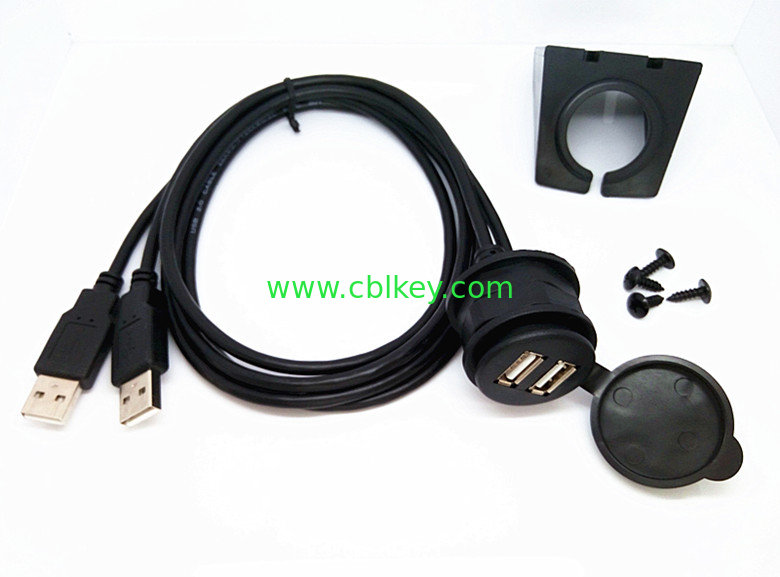 1m In Car Dash Insulations Flush Mount Dual USB Extension Car Radio cable