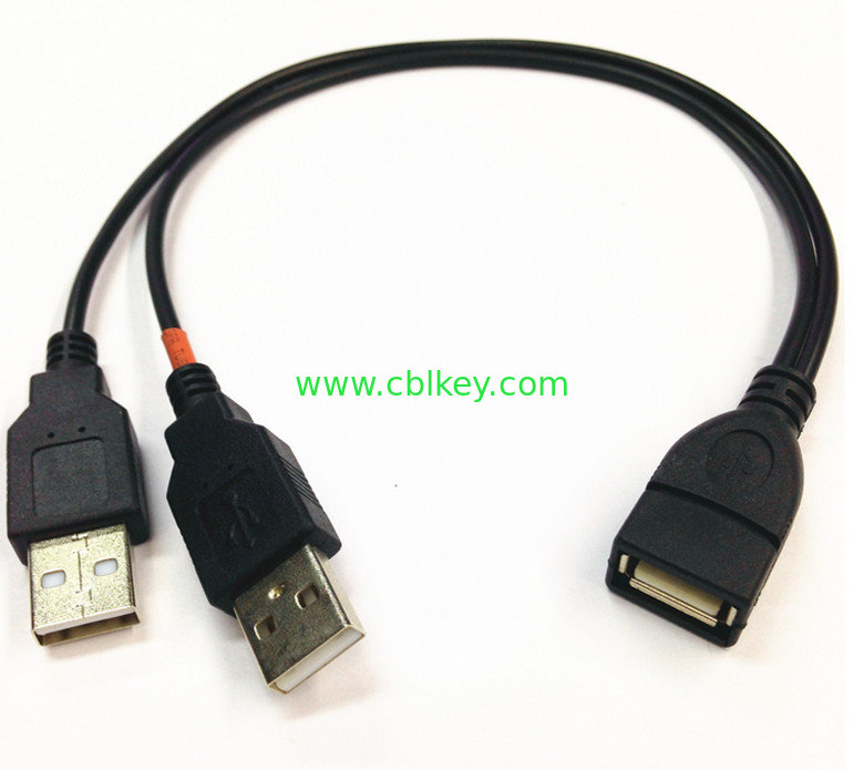 USB 2.0 A Female plug to 2 dual USB A Male jack Y splitter Hub adapter Cable