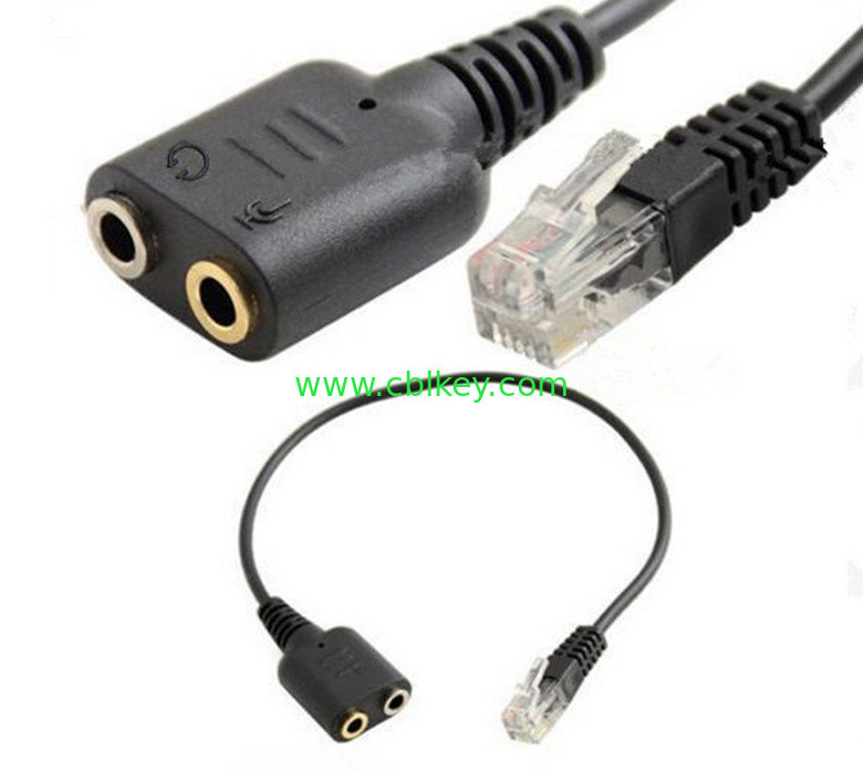 RJ9 Plug to 2 X 3.5mm Jack for PC Headset to Avaya 1600 9600 SNOM Yealink Phones