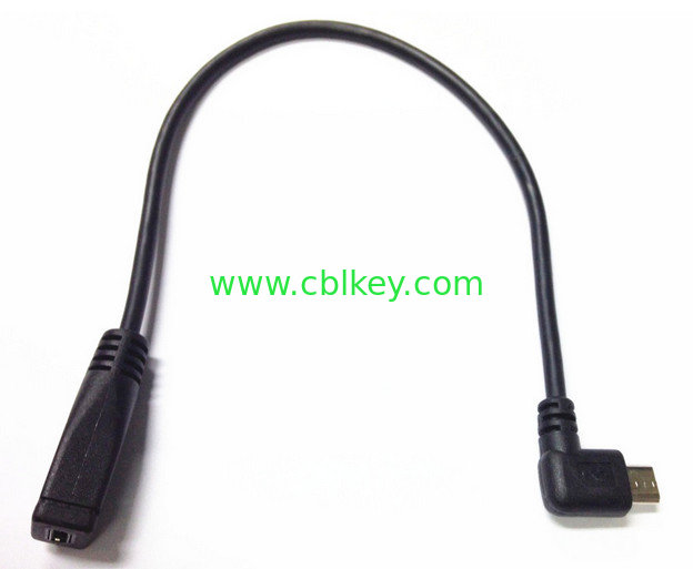 Micro USB 5 Pin female to Left angle 90 degree Micro 5P male plug extension Cable