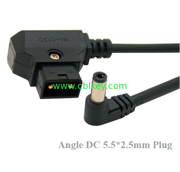 1.5M D-Tap Male to Right Angle DC 5.5x2.5mm Cable for DSLR Rig Power V-Mount Anton Battery