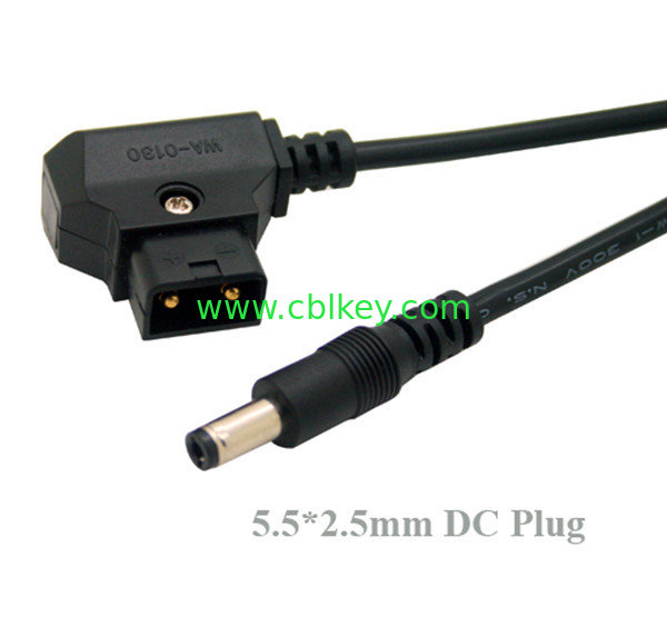 60CM D-Tap Male to DC 5.5x2.5mm Cable for DSLR Rig Power V-Mount Anton Battery