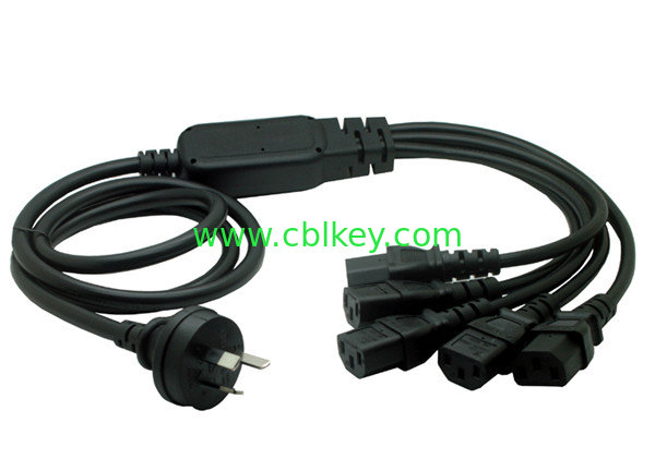 Australia SAA 3 Pin Male to 5x IEC 320 C13 Power Cord 1.5M