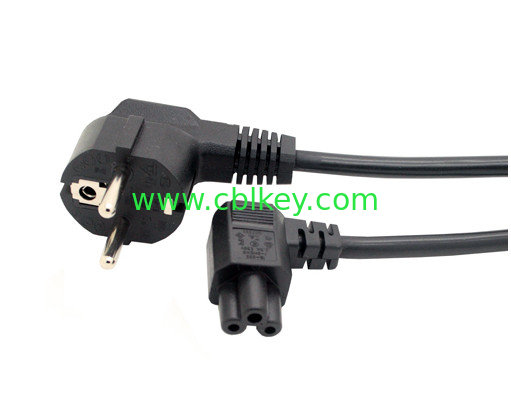 European Male to IEC 320 C5 angled power cord 1M