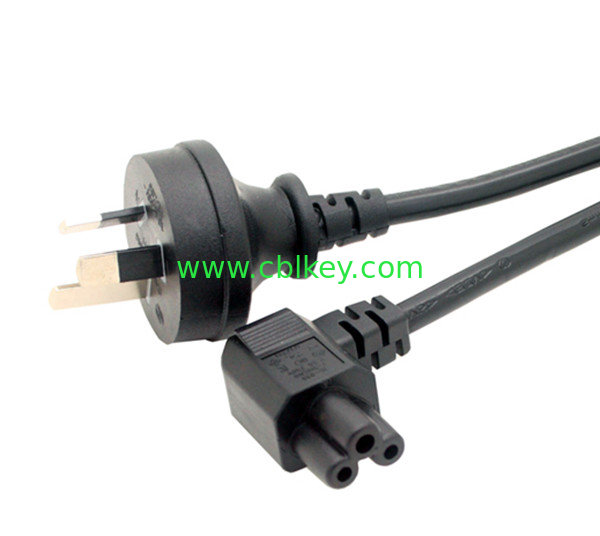 1M SAA Australia 3Pin male to IEC 320 C5 angled Power cord in Black