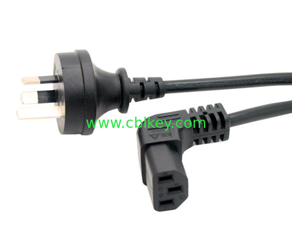SAA Australia 3Pin Male to to IEC 320 C13 UP Angled Power Cord for LCD LED Wall Mount TV 3