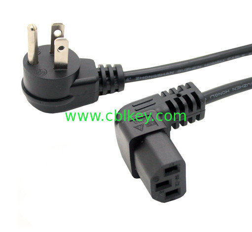 Flat Nema 5-15P to IEC 320 C13 Down Angled Power Cord for LCD LED Wall Mount TV 3ft