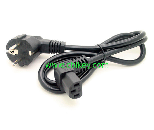 European Male to IEC 320 C13 Down Angle Power cord 1Meter