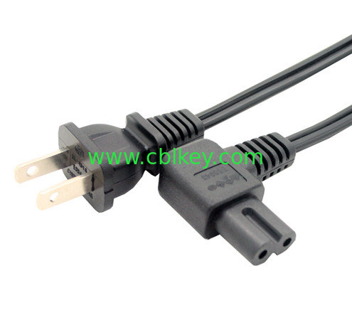 US 2pin male to angled IEC 320 C7 power cord, IEC 320 C7 angled power cable 1M