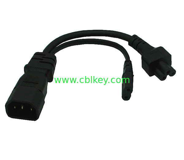 IEC 320 C14 2 in 1 Y Split Power cord, C14 to C5+C7 short power cable 20CM