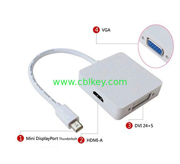 Mini DisplayPort Thunderbolt DP to DVI VGA HDMI Adapter cable For Mac Book, iMac, Mac Book