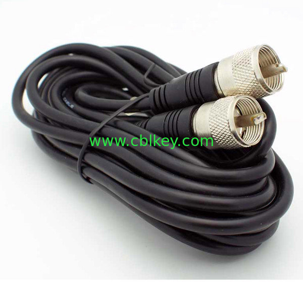 12' 50 Ohm UHF Male - UHF Male (PL-259) Cable - RG58 Coaxial cable