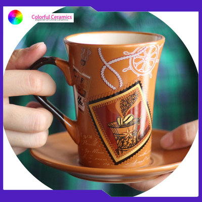 Tableware Ceramic Cup And Saucer Colorful Tea Cup And Saucer Gift Set