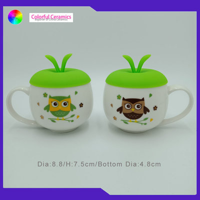 Apple Shape Decal Coffee Mug 380ml Capacity 8.8cm*7.5cm With Silicnon Lid