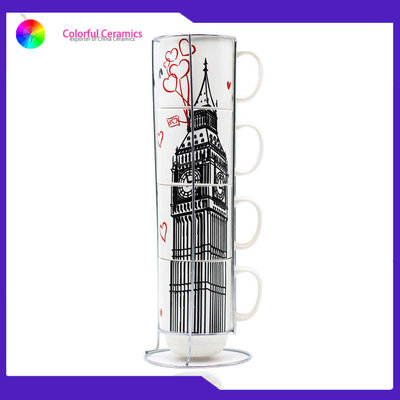 Porcelain Dinnerware Black And White Coffee Mug Sets Stair - Conked