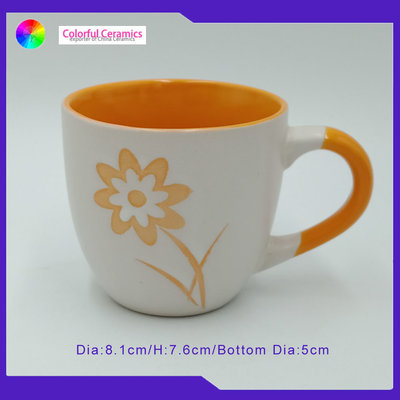 Stackable Hand Painted Ceramic Coffee Mugs Food Contact Safe Grade