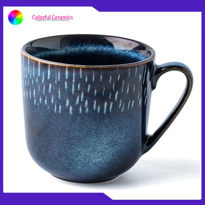 Household Drinking Promotional Ceramic Coffee Mugs Blue Creative Glaze