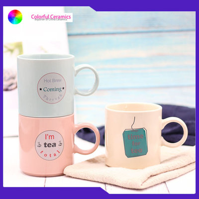 Macaron Gift Stoneware Coffee Mug Sets Disherwasher Safe With Customized Logo