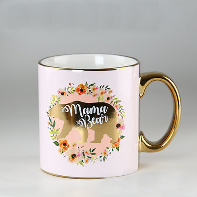 22oz Gold Plated Customized Printed Coffee Mugs Microwave Safe Cadmium Free