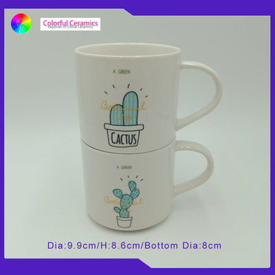 Eco - Friendly Decal Coffee Mug Stackable Hand Painted Ceramic Mugs