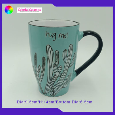 Tall Silkscreen Hand Painted Ceramic Coffee Mugs Hand Painted Pottery Mugs