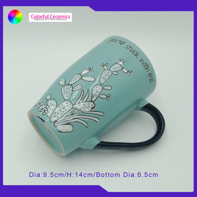 Tall Silkscreen Hand Painted Ceramic Coffee Mugs Hand Painted Pottery Mugs
