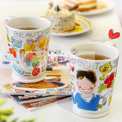 Cute European Style Personalized Ceramic Coffee Mugs 500ml Warm For Couple