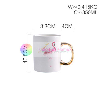 english-style breakfast ware ceramic flamingo mug electroplate handle coffee cup milk mug water mug homeuse mug