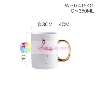 english-style breakfast ware ceramic flamingo mug electroplate handle coffee cup milk mug water mug homeuse mug