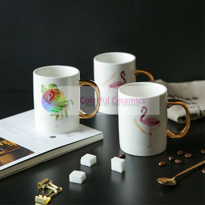 english-style breakfast ware ceramic flamingo mug electroplate handle coffee cup milk mug water mug homeuse mug