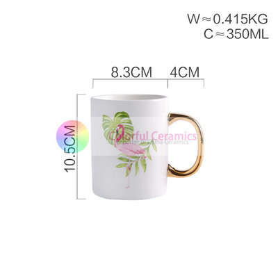 english-style breakfast ware ceramic flamingo mug electroplate handle coffee cup milk mug water mug homeuse mug