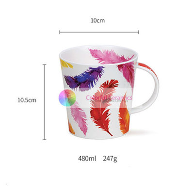 Gold Feather 480ml Decal Coffee Mug For Restaurant Home And Party