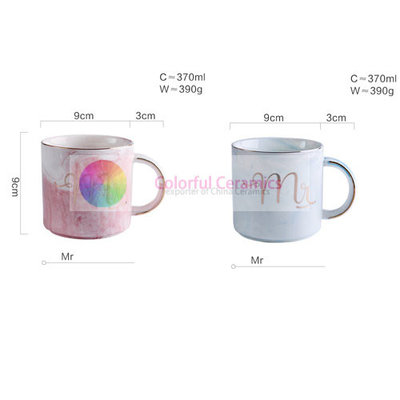 househould ceramics 390ml ceramic mug couple mugs coffee cup milk mug gold decal and gold rim with marble glaze