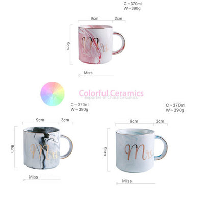 househould ceramics 390ml ceramic mug couple mugs coffee cup milk mug gold decal and gold rim with marble glaze