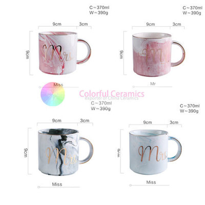 househould ceramics 390ml ceramic mug couple mugs coffee cup milk mug gold decal and gold rim with marble glaze