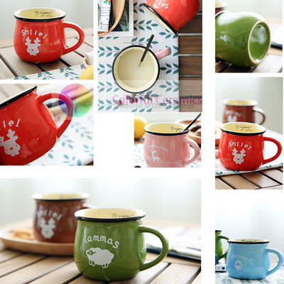 Wholesale trade Breakfast ware ceramics 300ml ceramic mug coffee cup milk mug cute mug decal