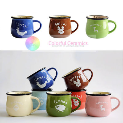 Wholesale trade Breakfast ware ceramics 300ml ceramic mug coffee cup milk mug cute mug decal