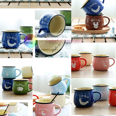 Wholesale trade Breakfast ware ceramics 300ml ceramic mug coffee cup milk mug cute mug decal