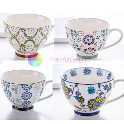 High Capacity Promotional Ceramic Coffee Mugs European Style For Breakfast Cereal