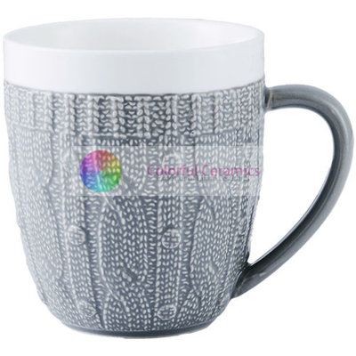 425ml Embossing Personalized Ceramic Coffee Cups Custom Ceramic Cups