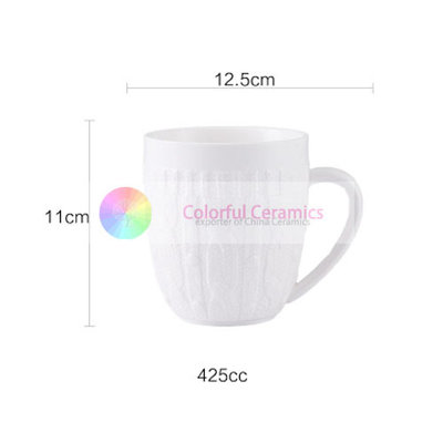 425ml Embossing Personalized Ceramic Coffee Cups Custom Ceramic Cups