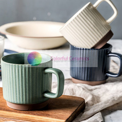 Creative Custom Embossed Mugs Solid Color Corrugated Ceramic Coffee Cup