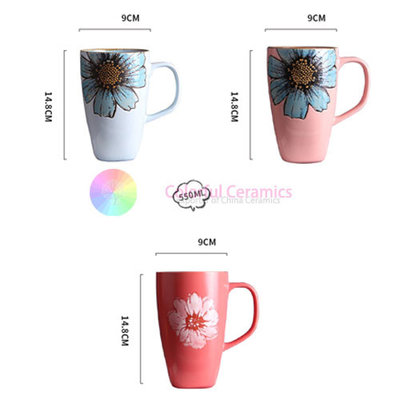 550ml Hand Painted Ceramic Coffee Mugs Personalized Tall 9cm*14.8cm
