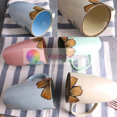 550ml Hand Painted Ceramic Coffee Mugs Personalized Tall 9cm*14.8cm