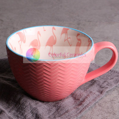 380ml Custom Embossed Mugs Personalized Ceramic Cups With Machine Printed