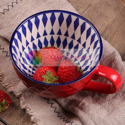 380ml Custom Embossed Mugs Personalized Ceramic Cups With Machine Printed