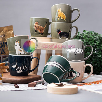 Hand Painted Custom Ceramic Coffee Mugs 300ml Glaze Can Be Use In Dishwasher