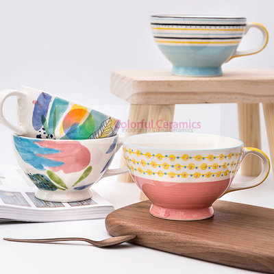 350ml Hand Painted Coffee Cups European Style Microwave Dishwasher Use