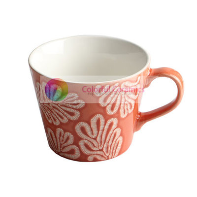 360ml Handmade Stoneware Mugs Household Embossed Silkscreen Printing